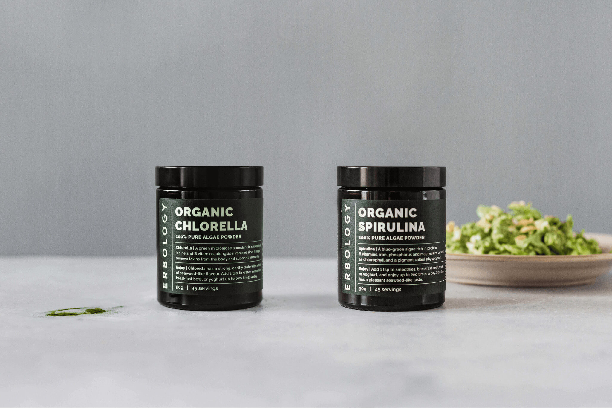 Organic Microalgae Bundle - Organic Chlorella & Spirulina Powder - Erbology